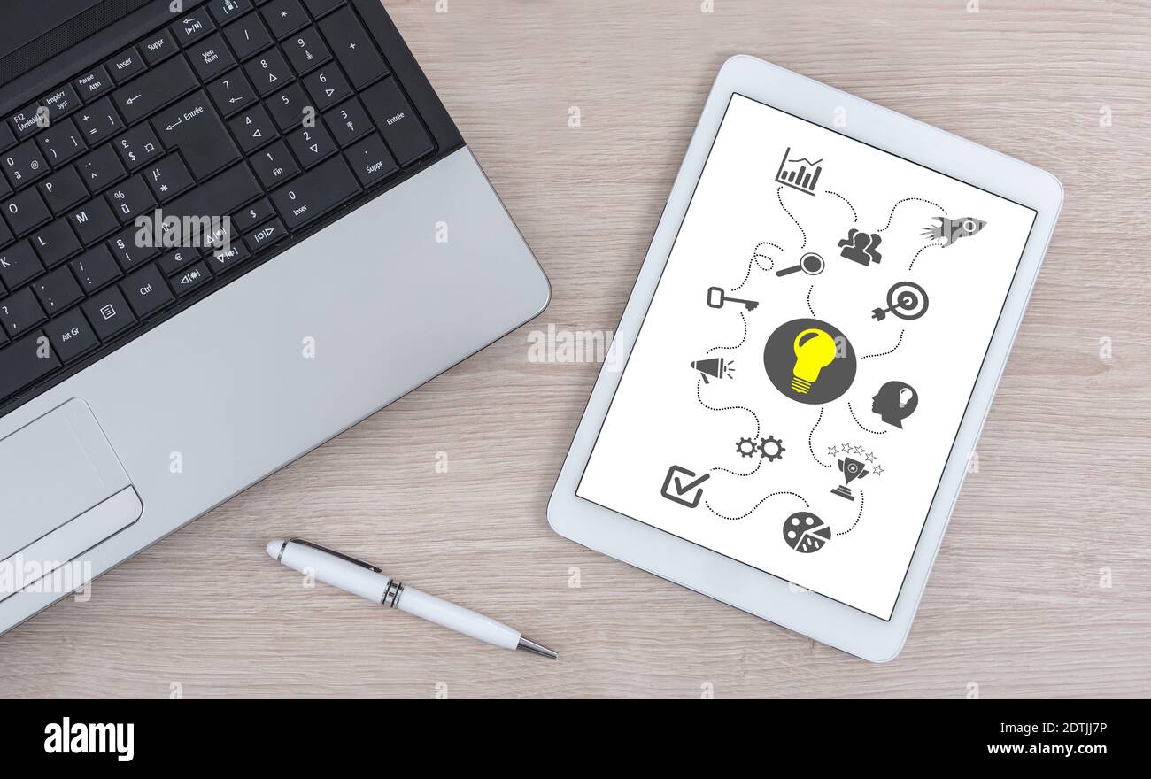 Business idea concept shown on a digital tablet Stock Photo - Alamy