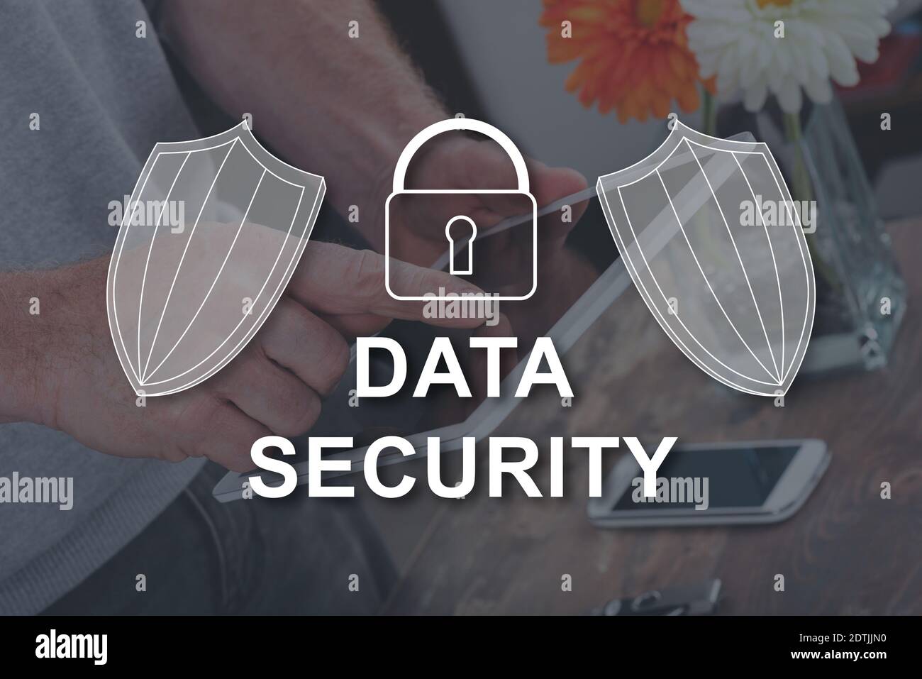 Data security concept illustrated by a picture on background Stock ...
