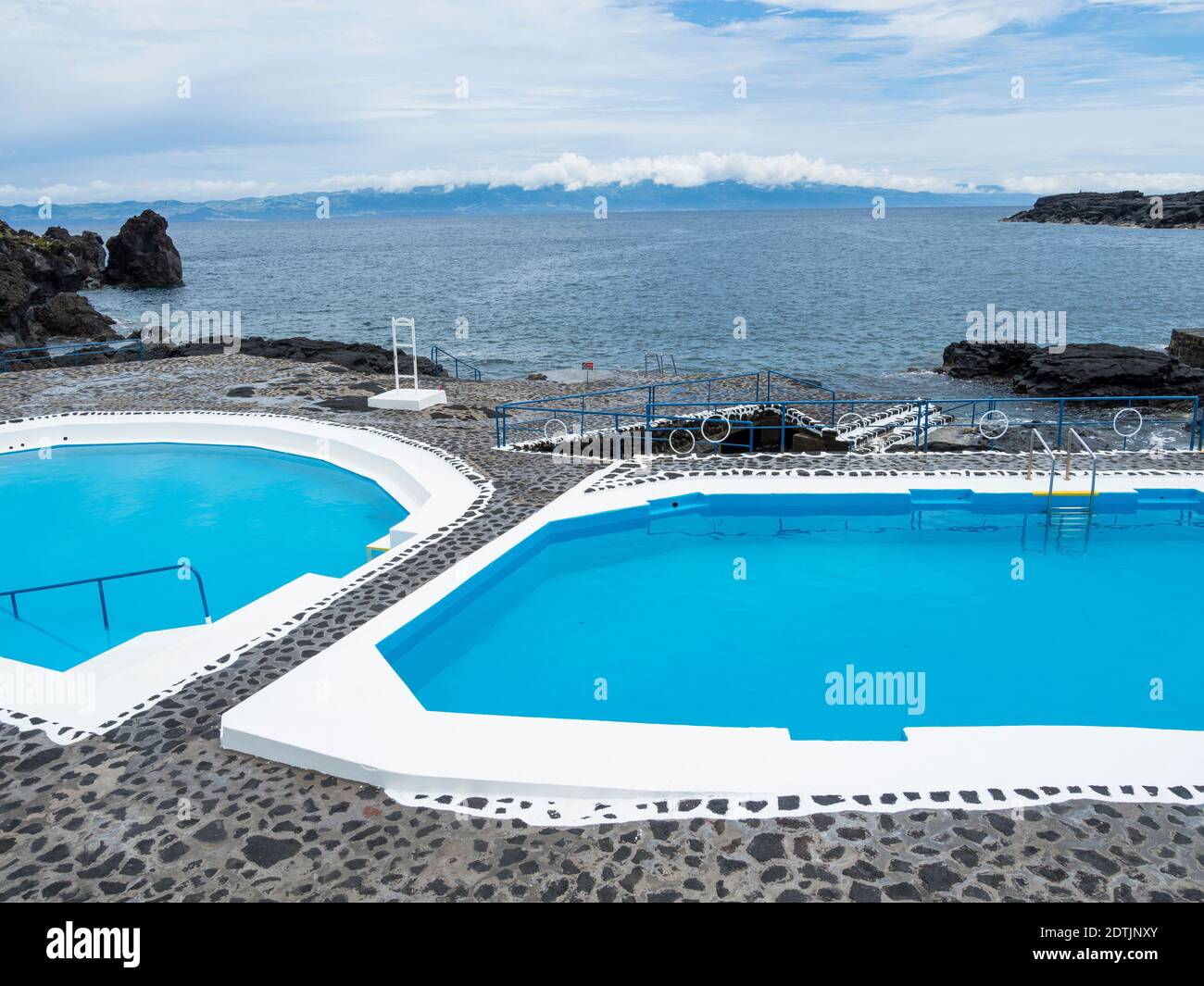 Beach and swimming pools at Furna de Santo Antonio. Pico Island, an ...