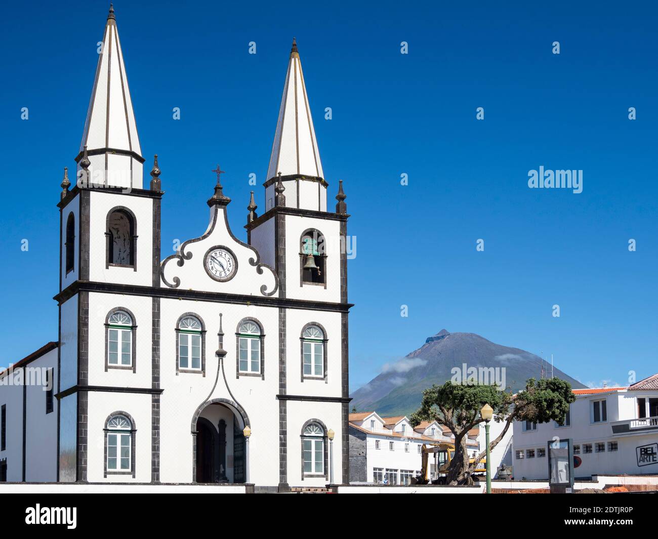 Village Madalena, the church. Pico Island, an island in the Azores ...