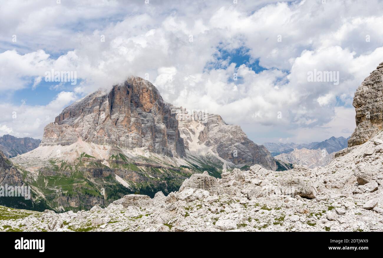 The Tofane from south. The Tofane are part of the UNESCO world heritage ...