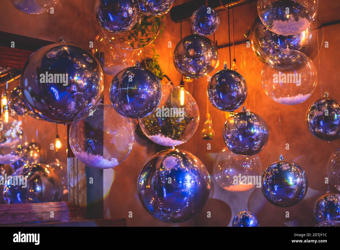 Decoration interior elements of restaurant venue banquet hall with ...