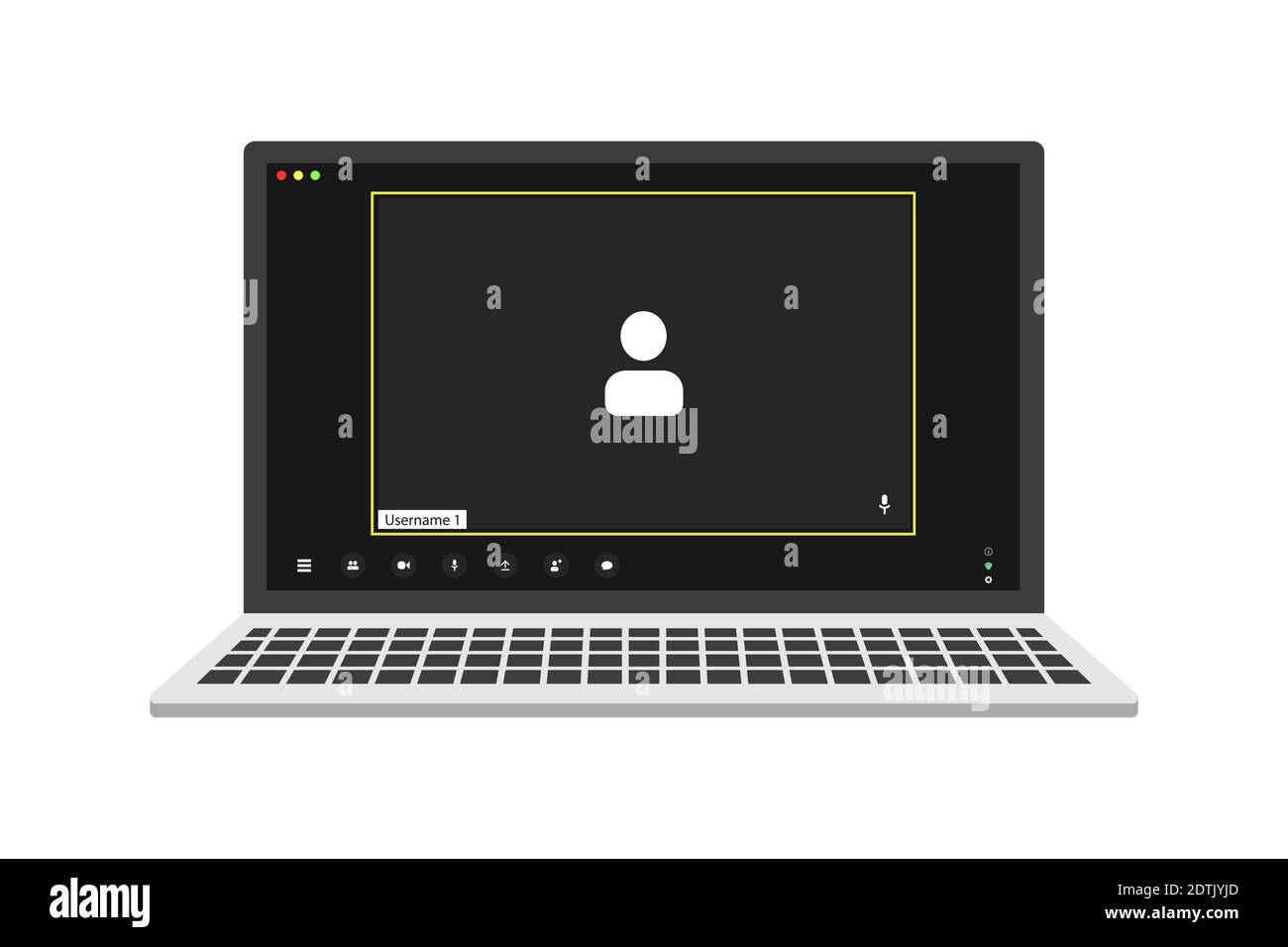 Video conference user interface on realistic laptop, video conference ...