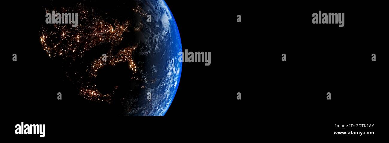 USA from space at night concept with street lights on panoramic Stock ...