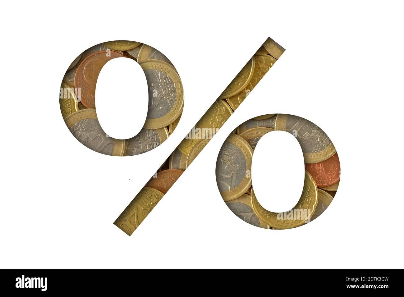 Percent sign with euro coin - Concept of money and economy Stock Photo ...