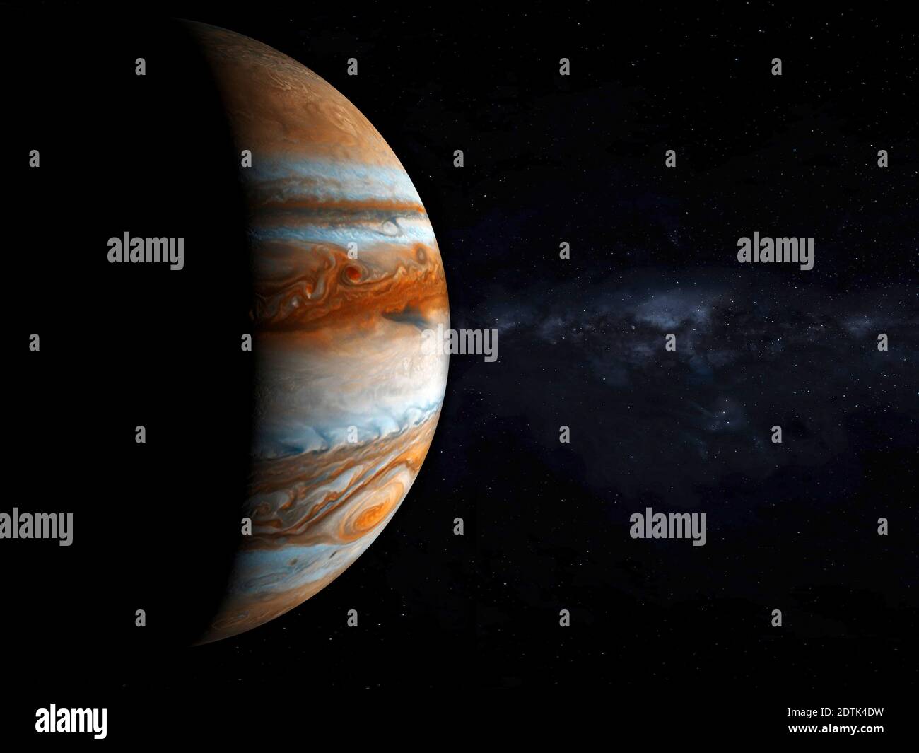 Jupiter gas giant slowly orbiting in deep space concept Stock Photo - Alamy