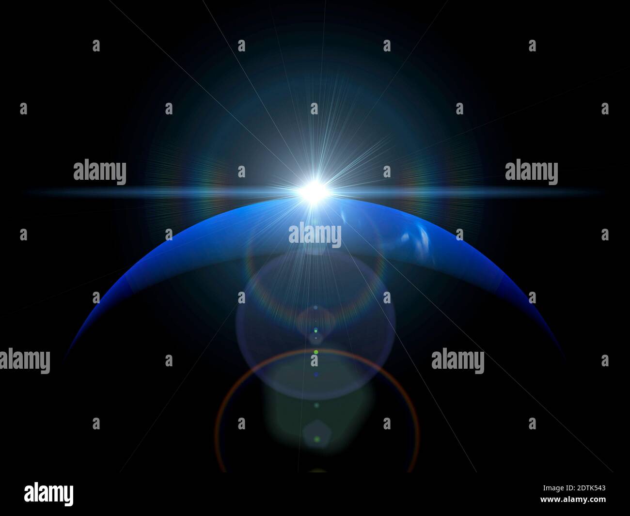 Sunrise over the gas giant Neptune with strong shadows concept Stock ...