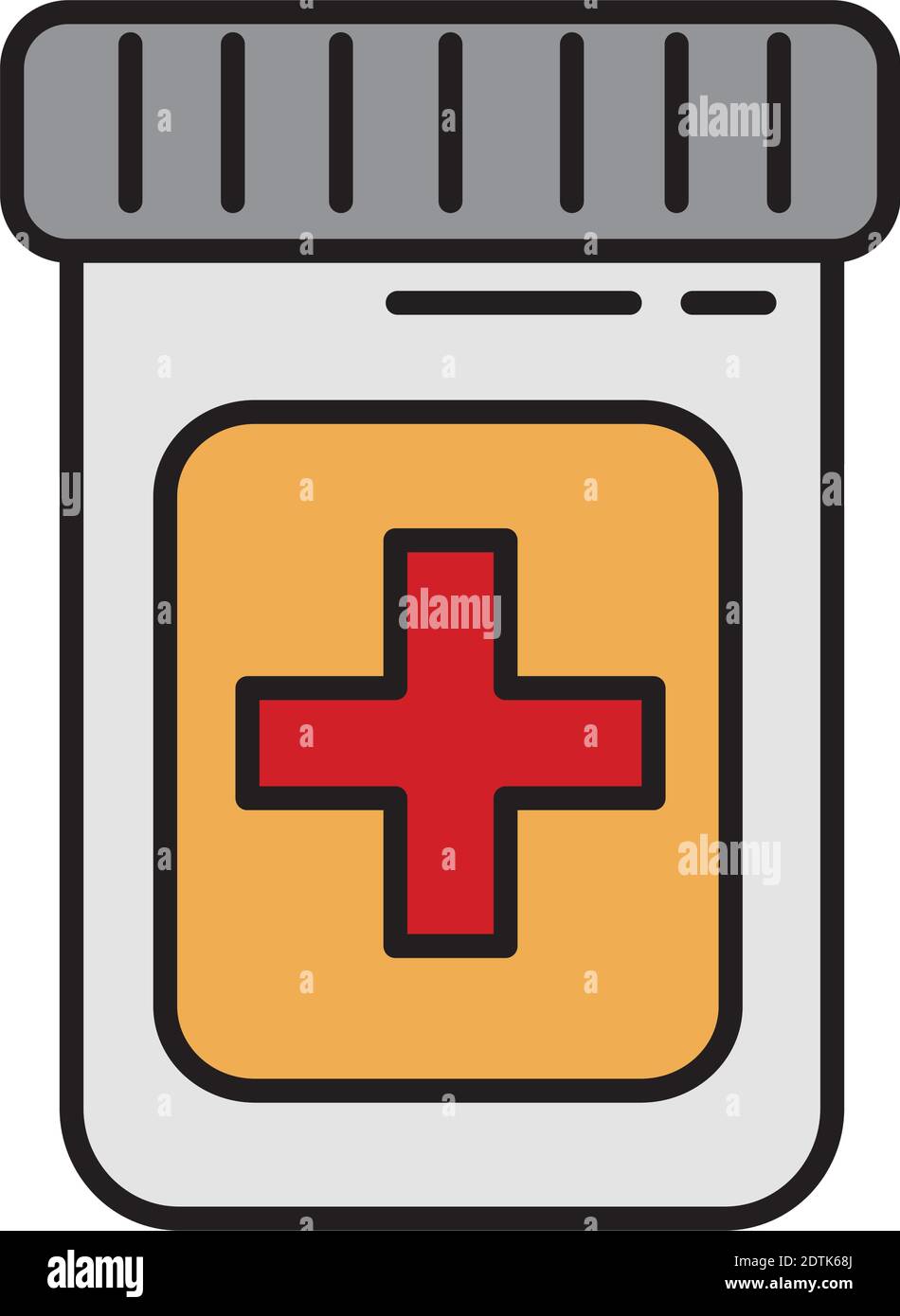 medical cross symbol in bottle drugs line and fill style icon Stock ...