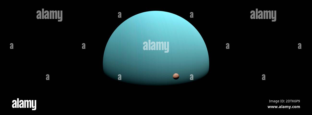 Ice giant Uranus in space with moons concept panoramic Stock Photo - Alamy