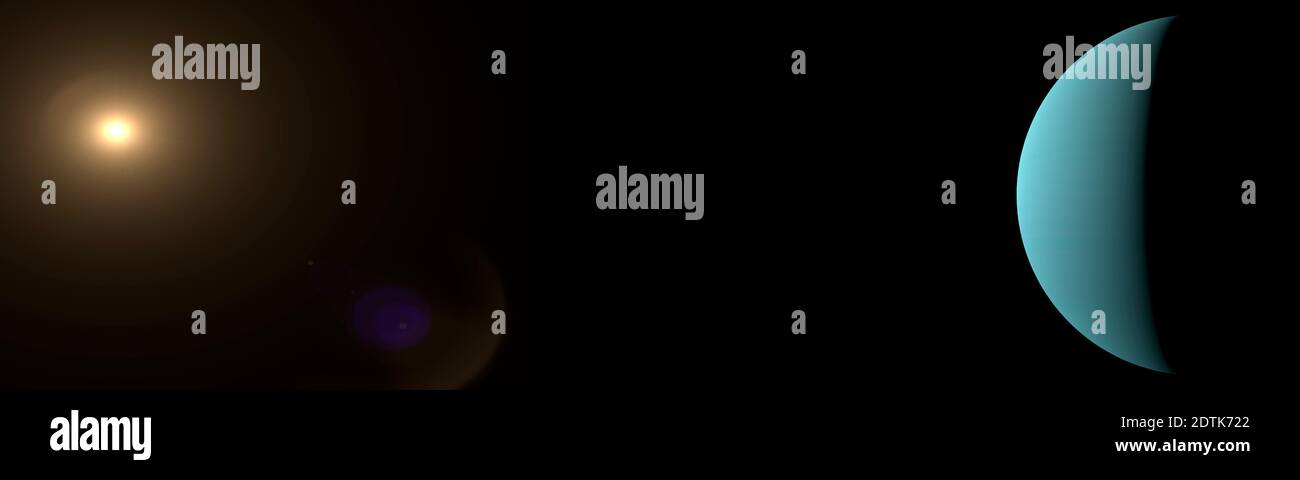 Ice giant Uranus in space with moons concept panoramic Stock Photo - Alamy