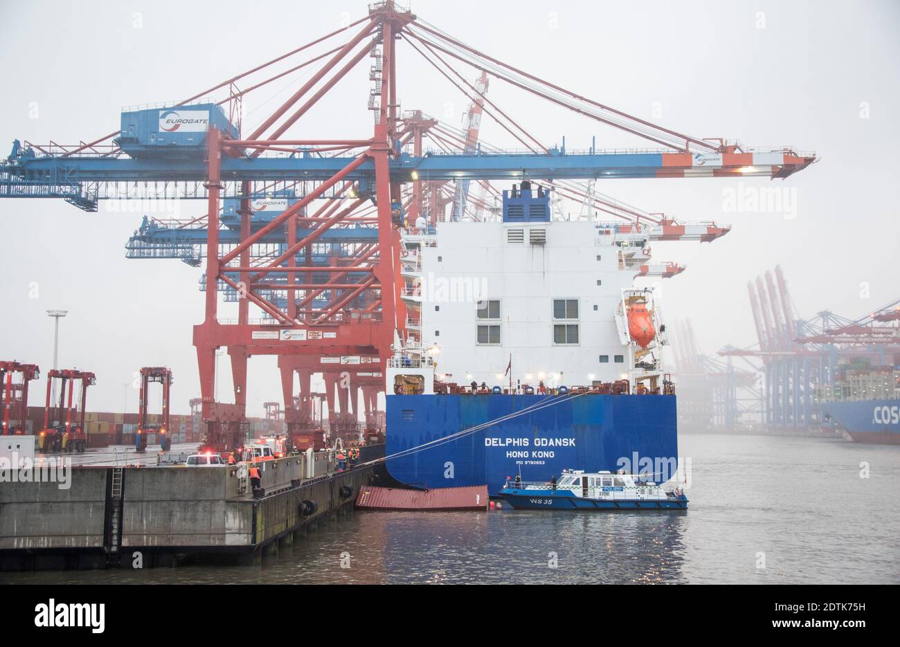 Hamburg, Germany. 22nd Dec, 2020. A container is floating in the water ...