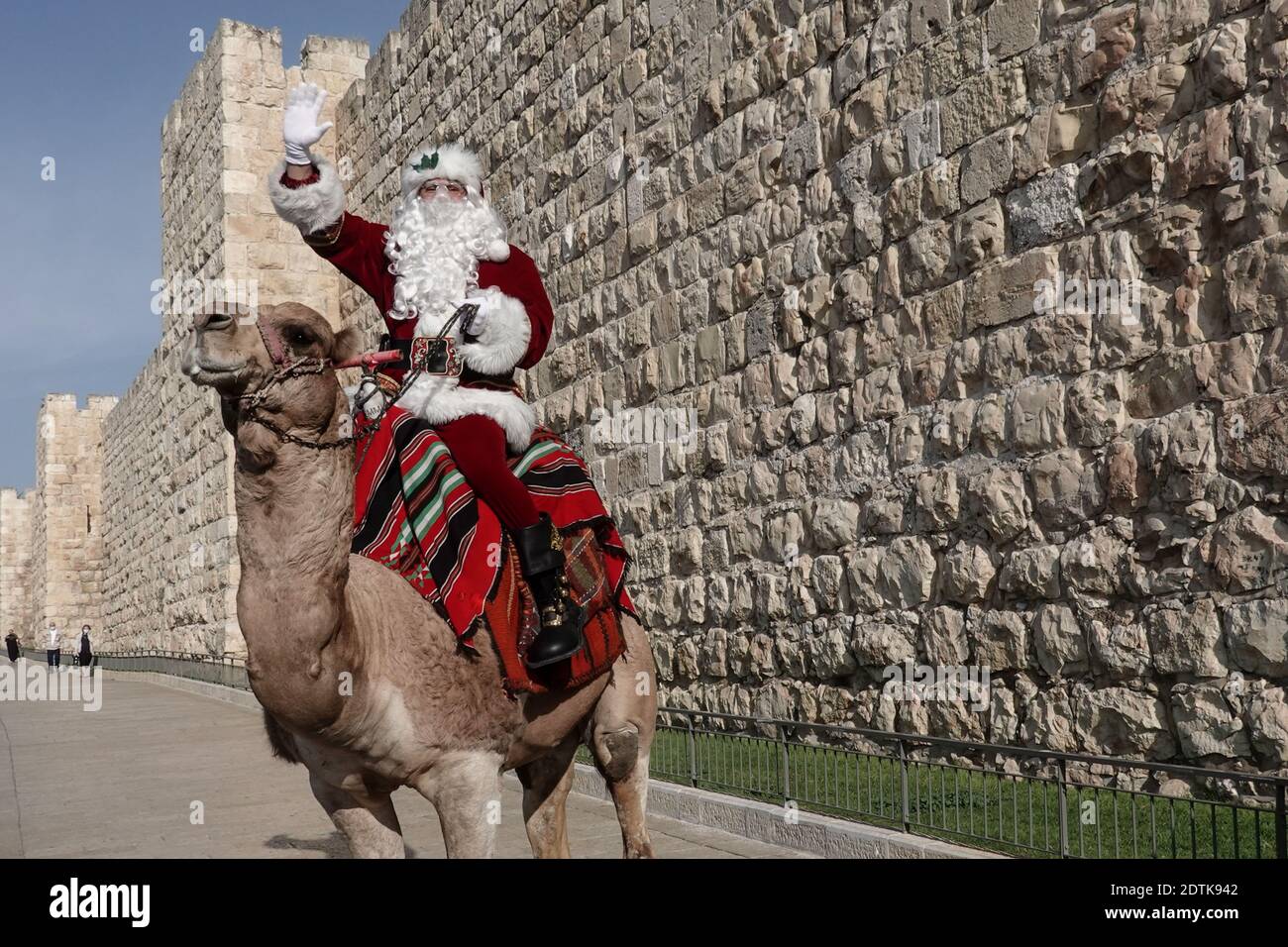 Jerusalem, Israel. 22nd Dec, 2020. Santa Claus, or 'Baba Noel' as he is ...