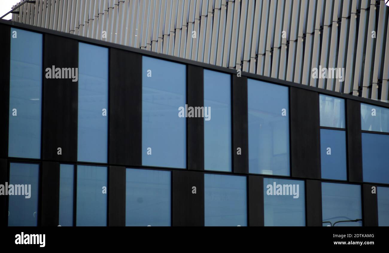 Modern architecture with window glass front. office complex, Kaunas ...