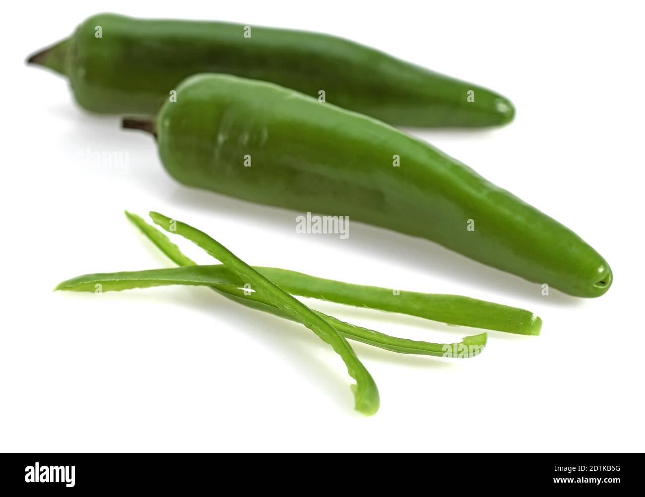 Green Chili Pepper, capsicum annuum against White Background Stock ...