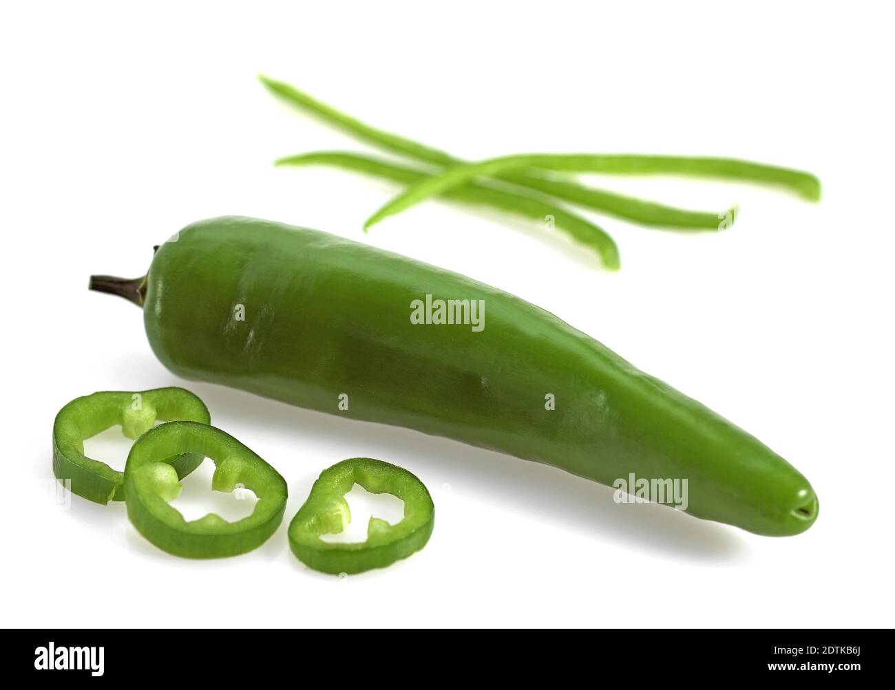 Green Chili Pepper, capsicum annuum against White Background Stock ...