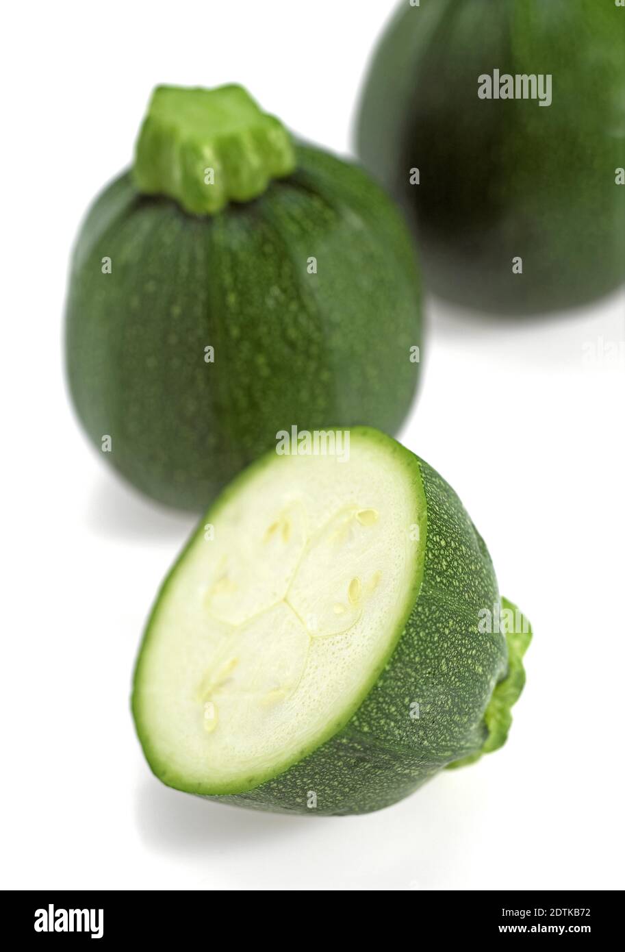 Round Courgette or Zucchini, cucurbita pepo against White Background ...
