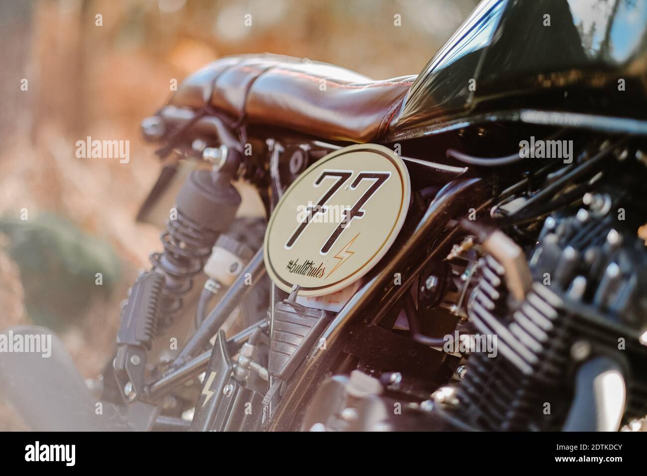 An amazing shot of a part of a motorcycle at daytime outdoors Stock ...