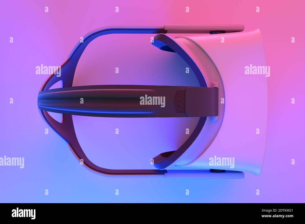 Virtual reality glasses isolated in neon lights on white background. 3d ...