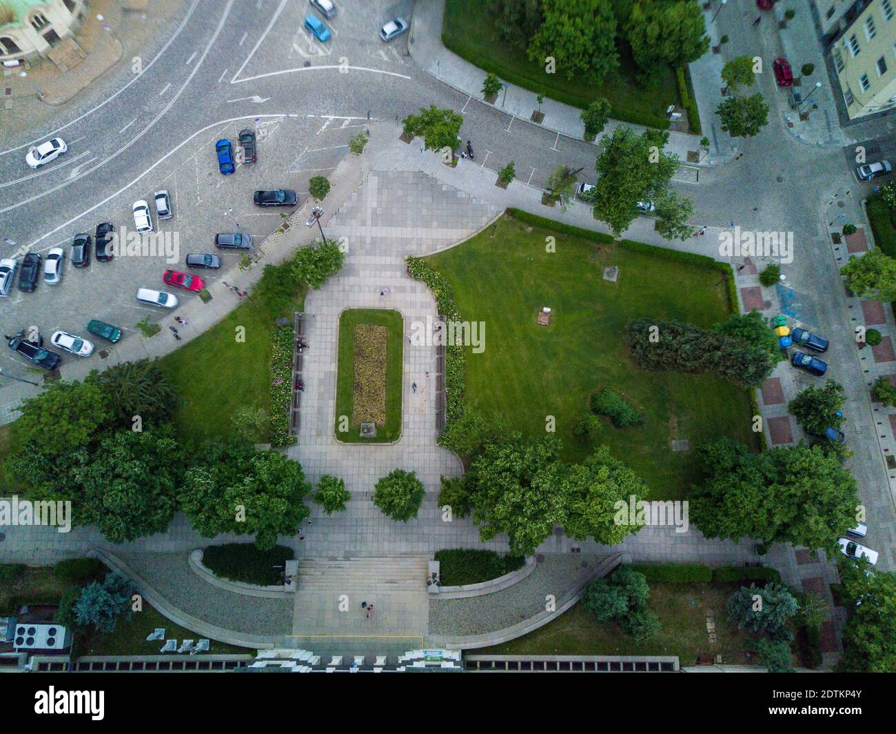 An aerial shot of the buildings around a town square Stock Photo - Alamy