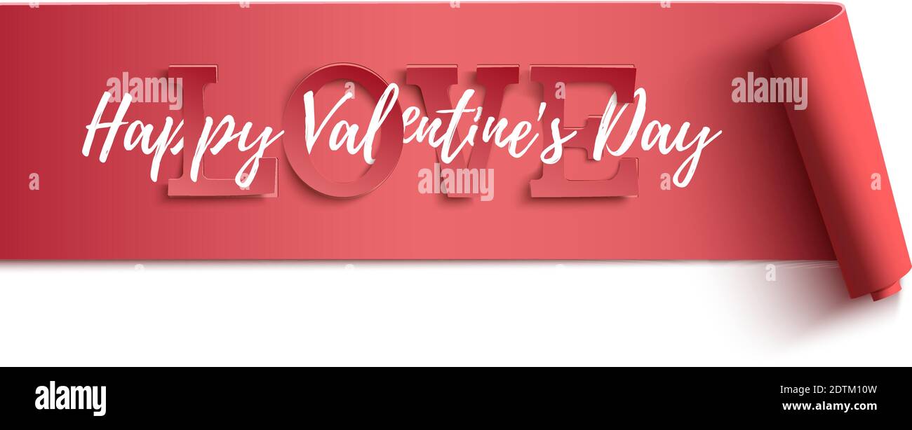 Happy Valentines Day horizontal banner isolated on white background ...
