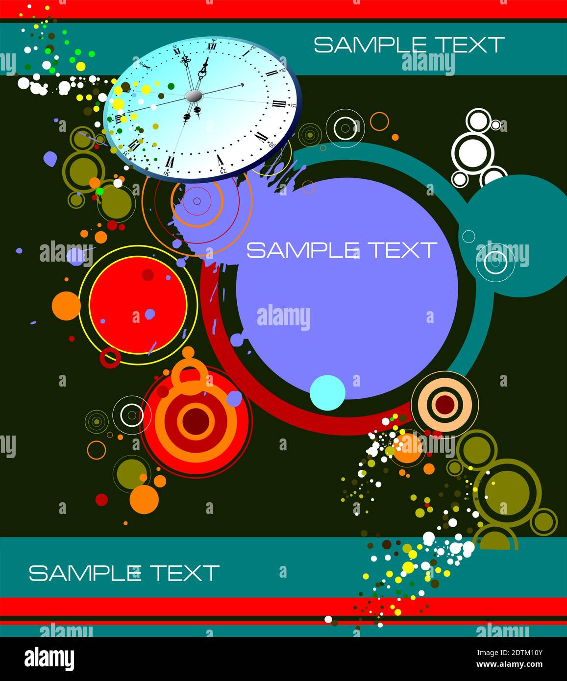 Grunge background with clock image, colored illustration Stock Vector ...