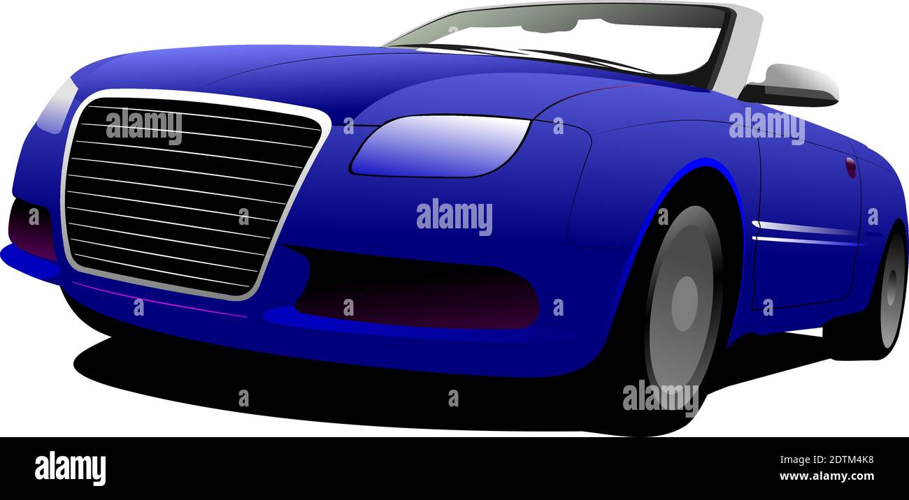 Blue car sedan on the road. Vector 3d illustration Stock Vector Image ...