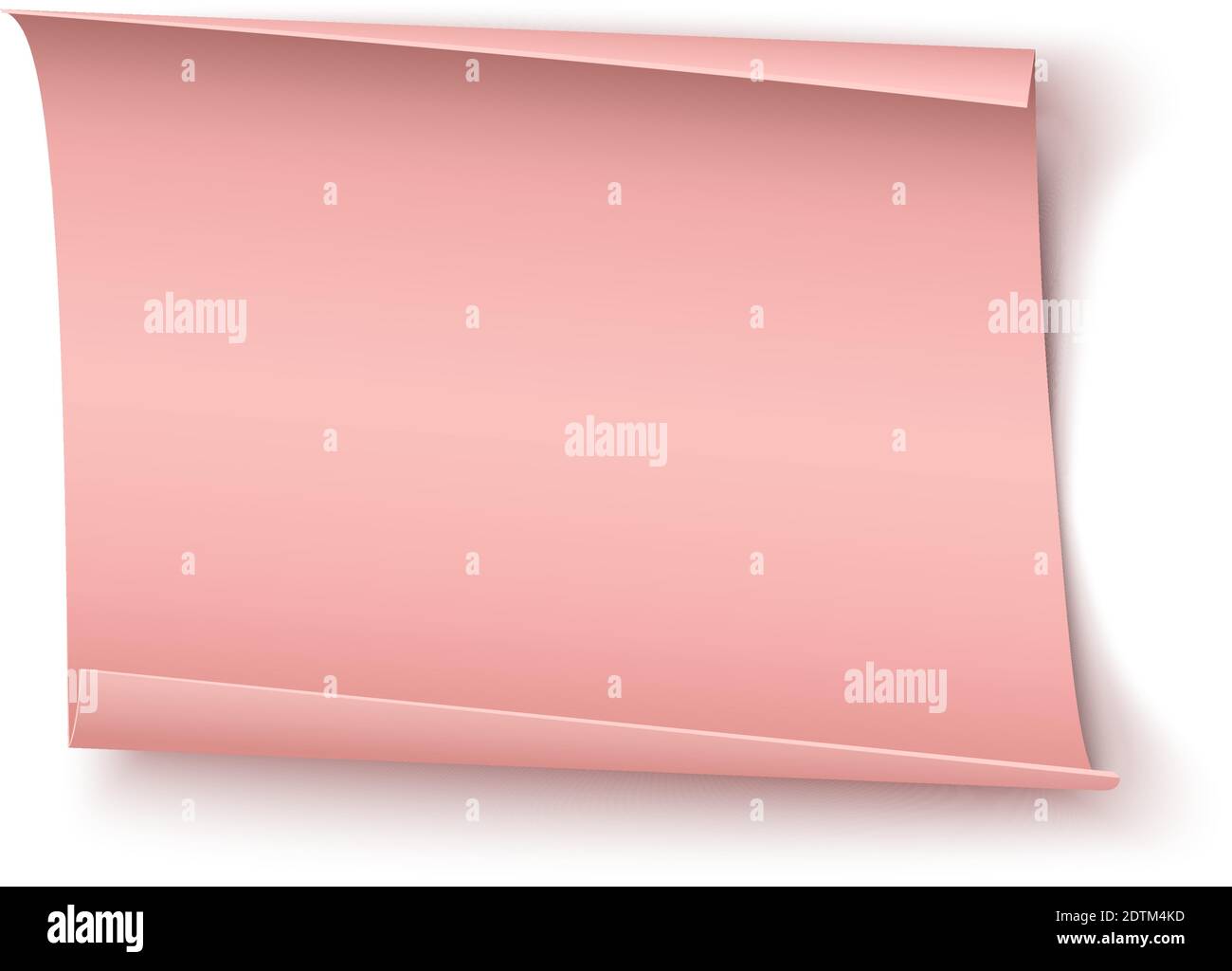 Abstract pink paper banner isolated on white background. Valentines day ...