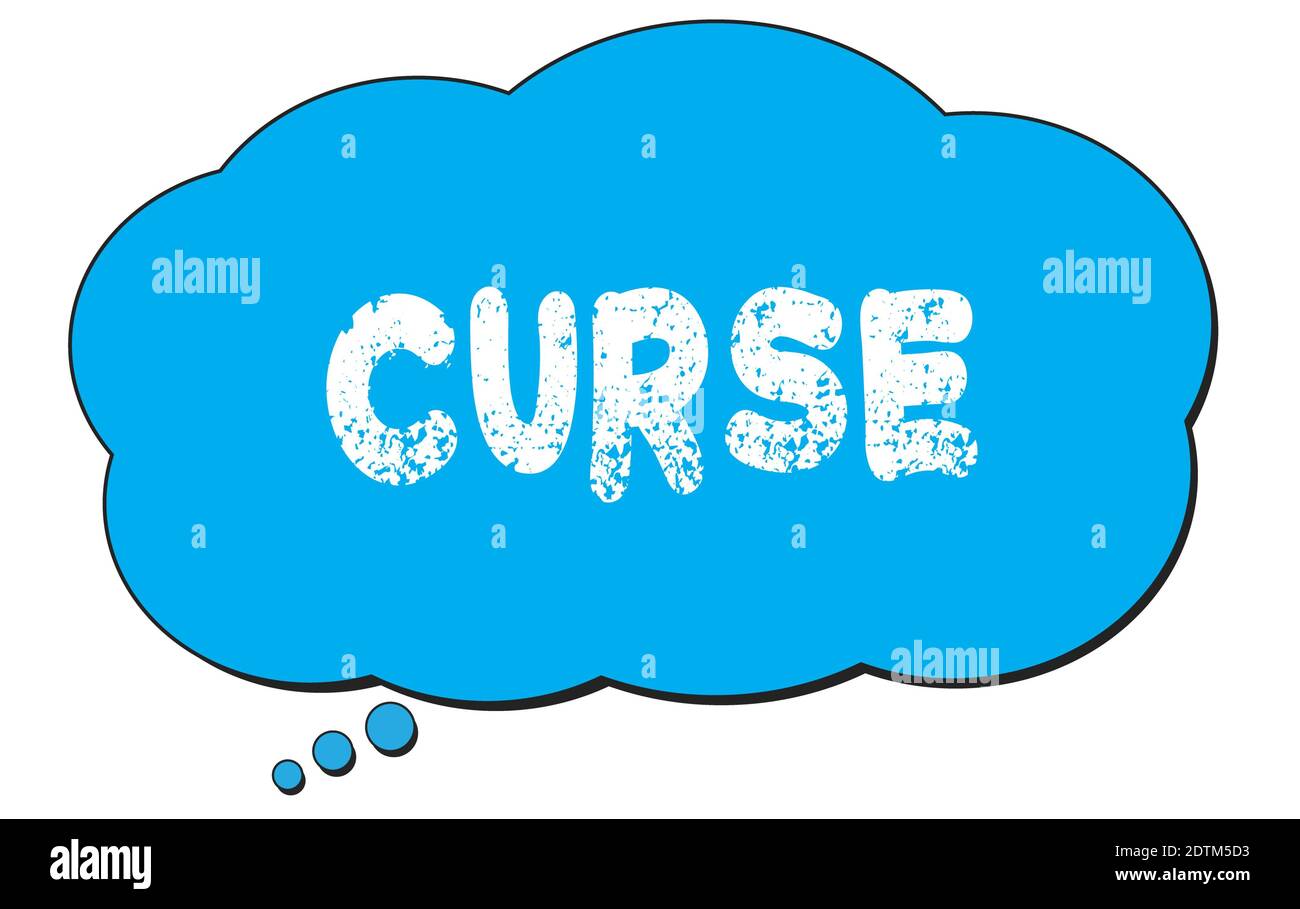 CURSE text written on a blue thought cloud bubble Stock Photo - Alamy
