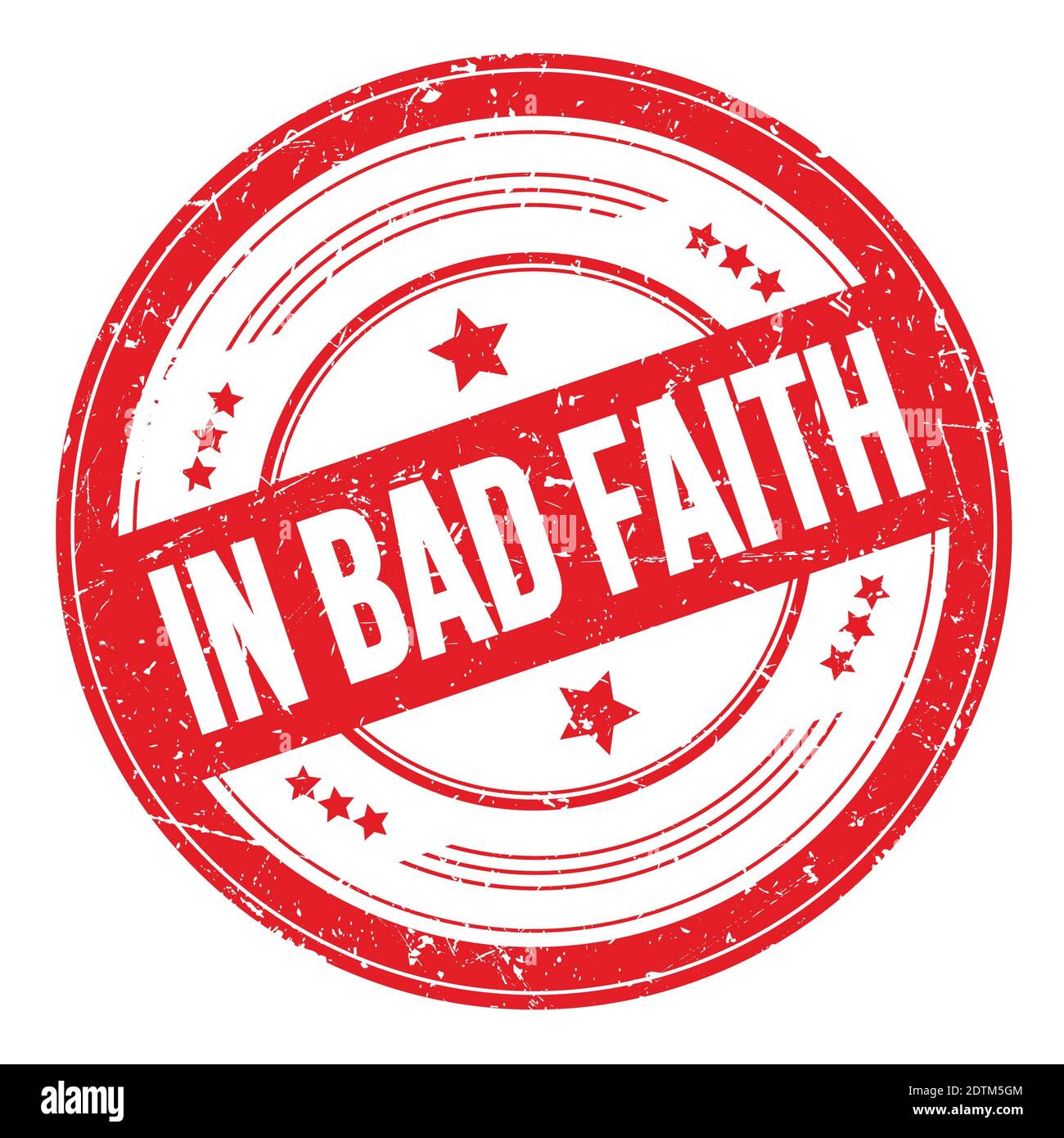 IN BAD FAITH text on red round grungy texture stamp Stock Photo - Alamy