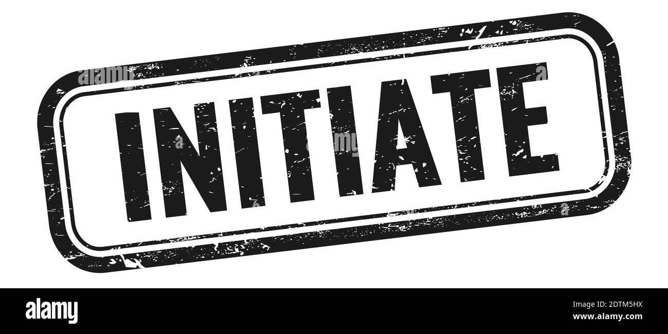 INITIATE text on black grungy vintage rectangle stamp Stock Photo - Alamy