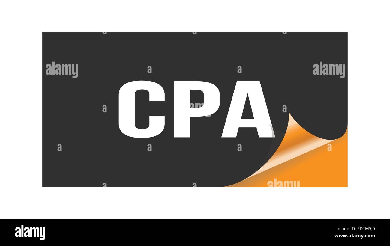 CPA text written on black orange sticker stamp Stock Photo - Alamy