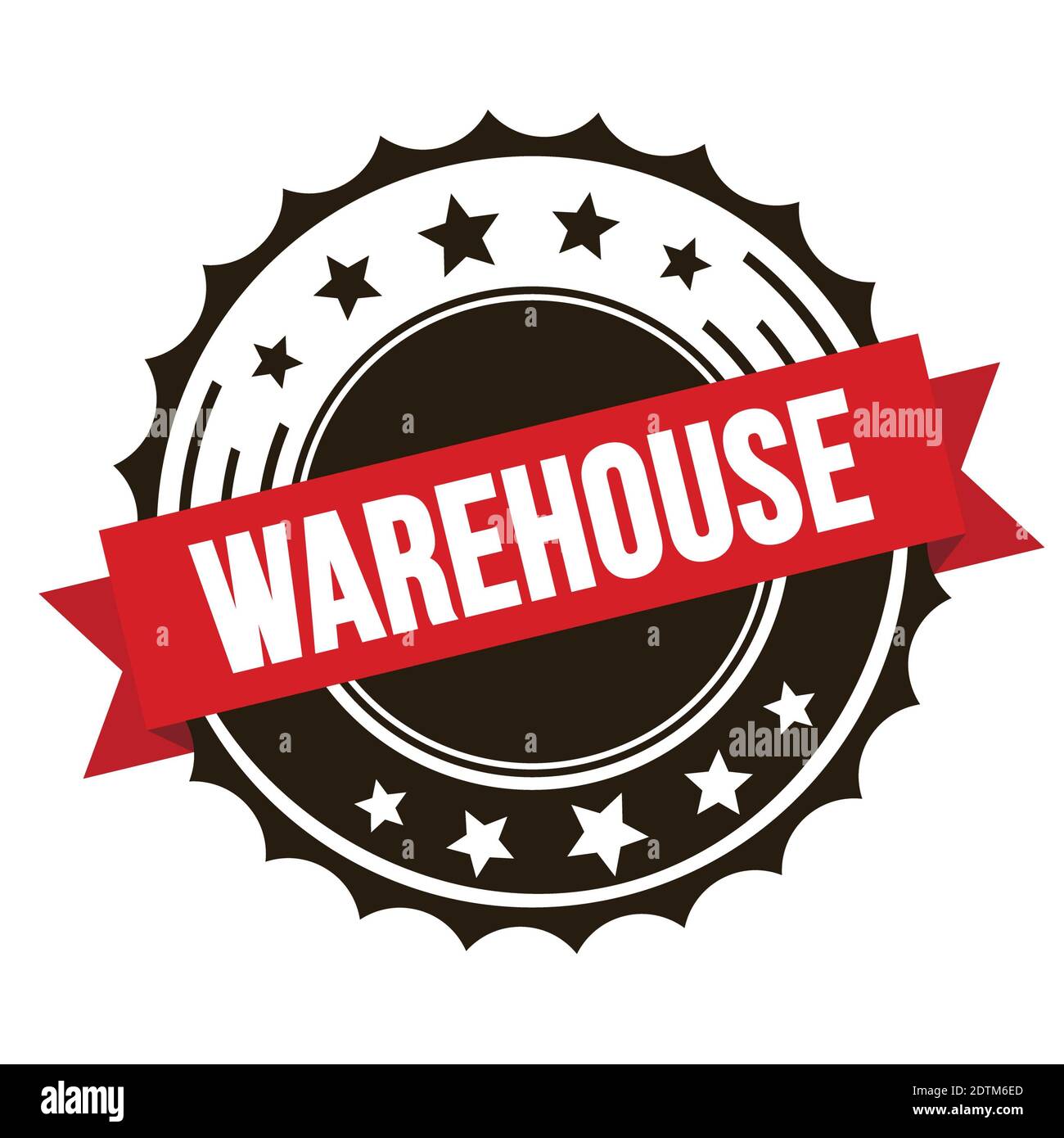 WAREHOUSE text on red brown ribbon badge stamp Stock Photo - Alamy