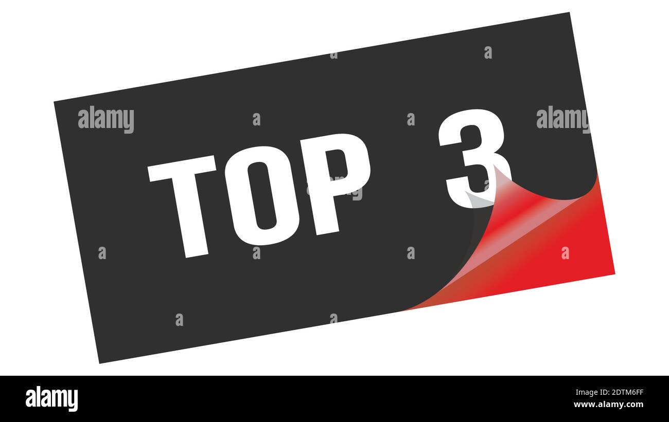 TOP 3 text written on black red sticker stamp Stock Photo - Alamy