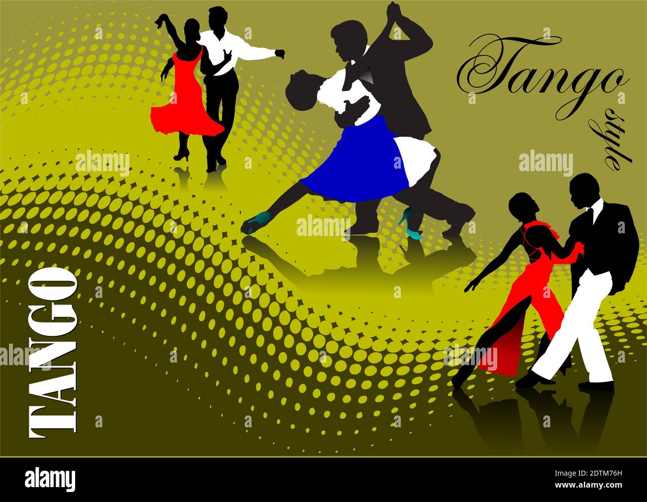 Three couples dancing a tango. Colored illustration Stock Vector Image ...