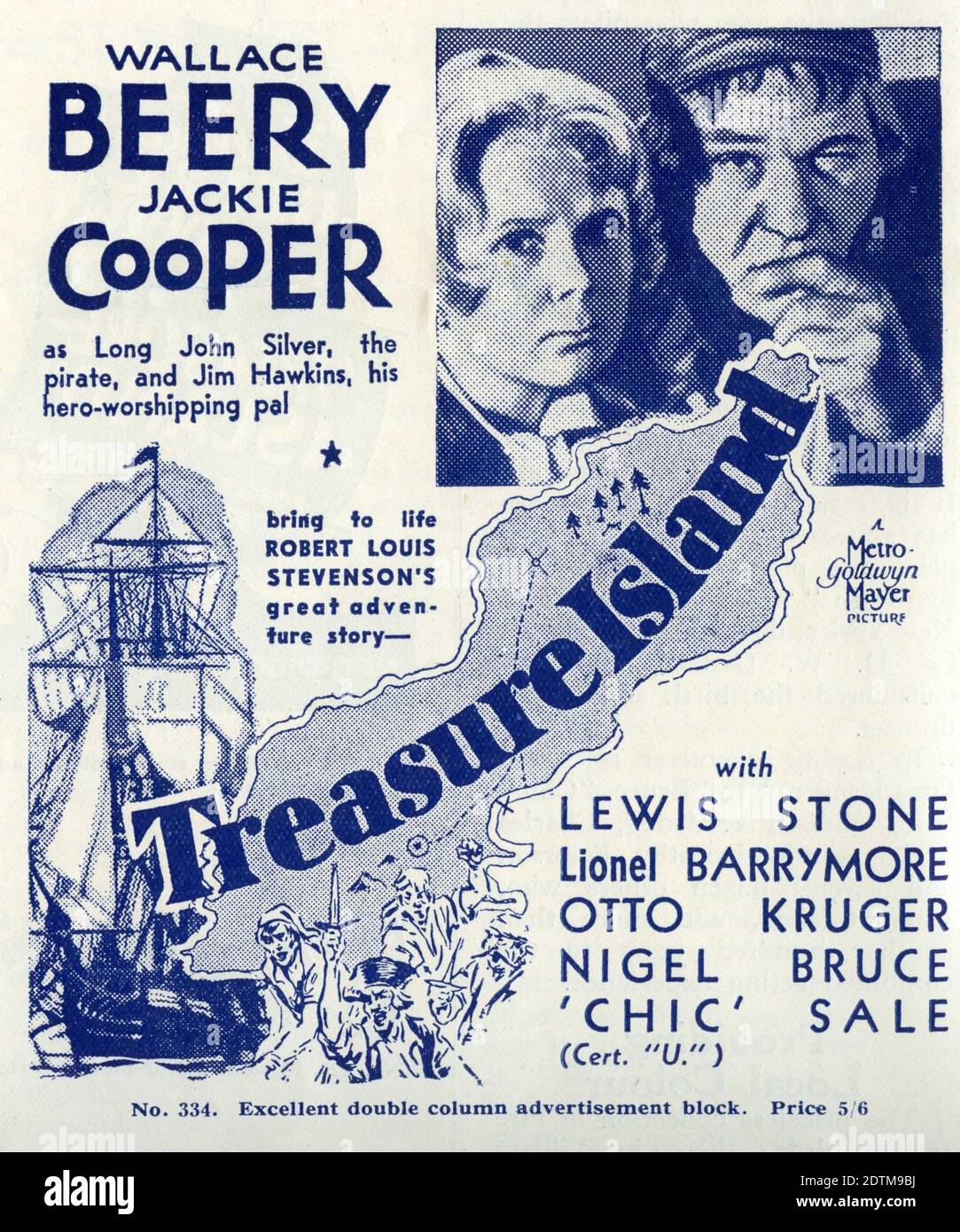 WALLACE BEERY as Long John Silver and JACKIE COOPER as Jim Hawkins in ...