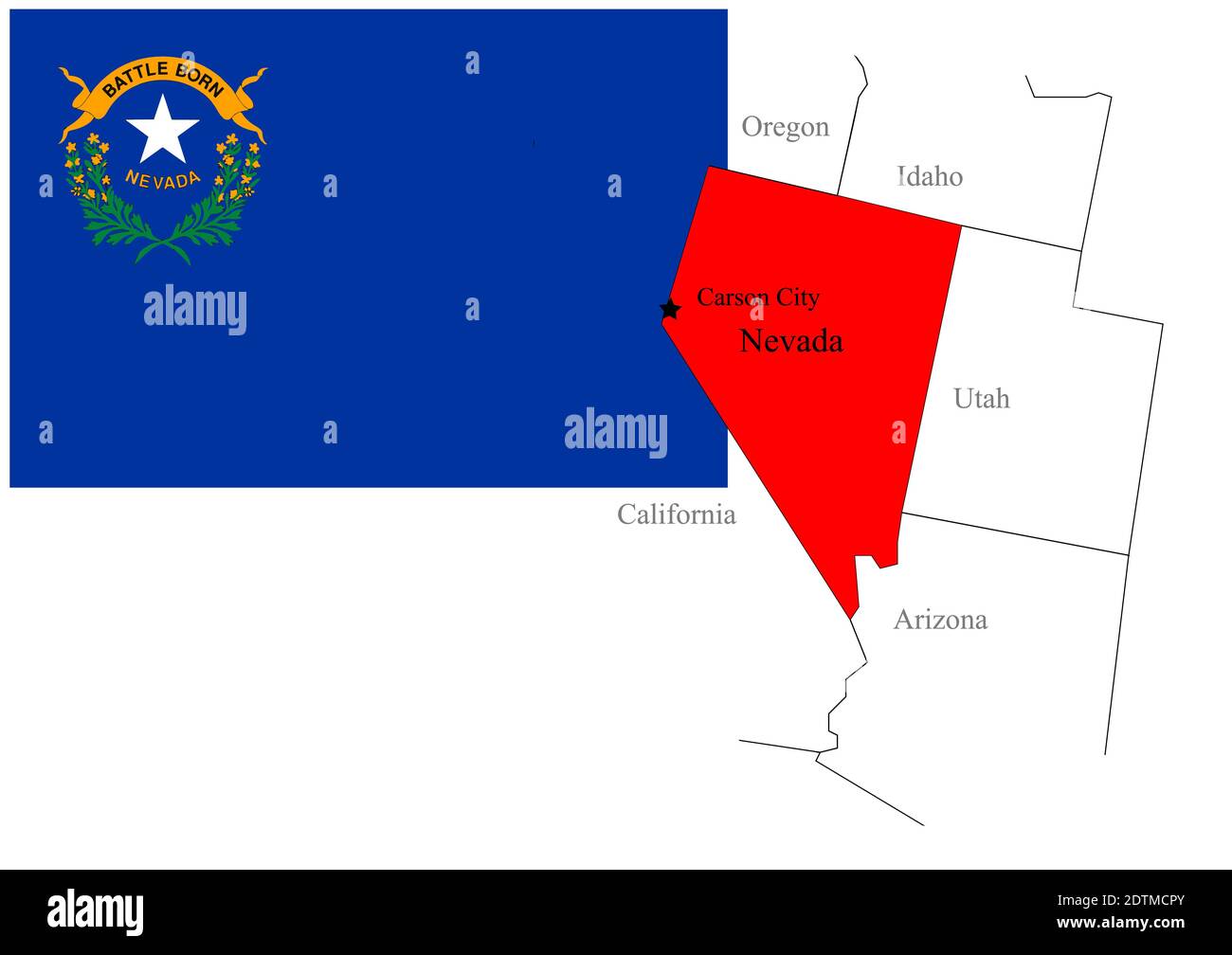 State Nevada of Usa flag and map, vector illustration Stock Vector ...