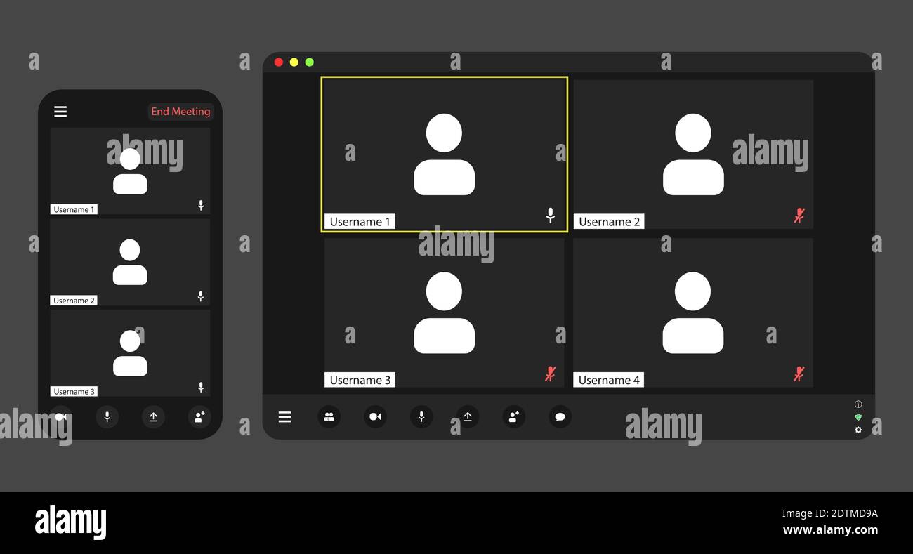 Template video conference user interface, video conference calls window ...