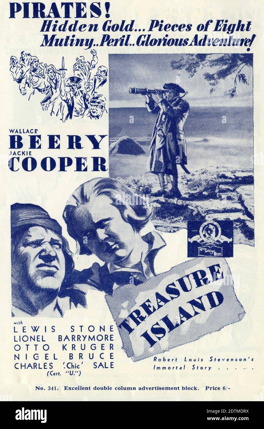 WALLACE BEERY as Long John Silver and JACKIE COOPER as Jim Hawkins in ...