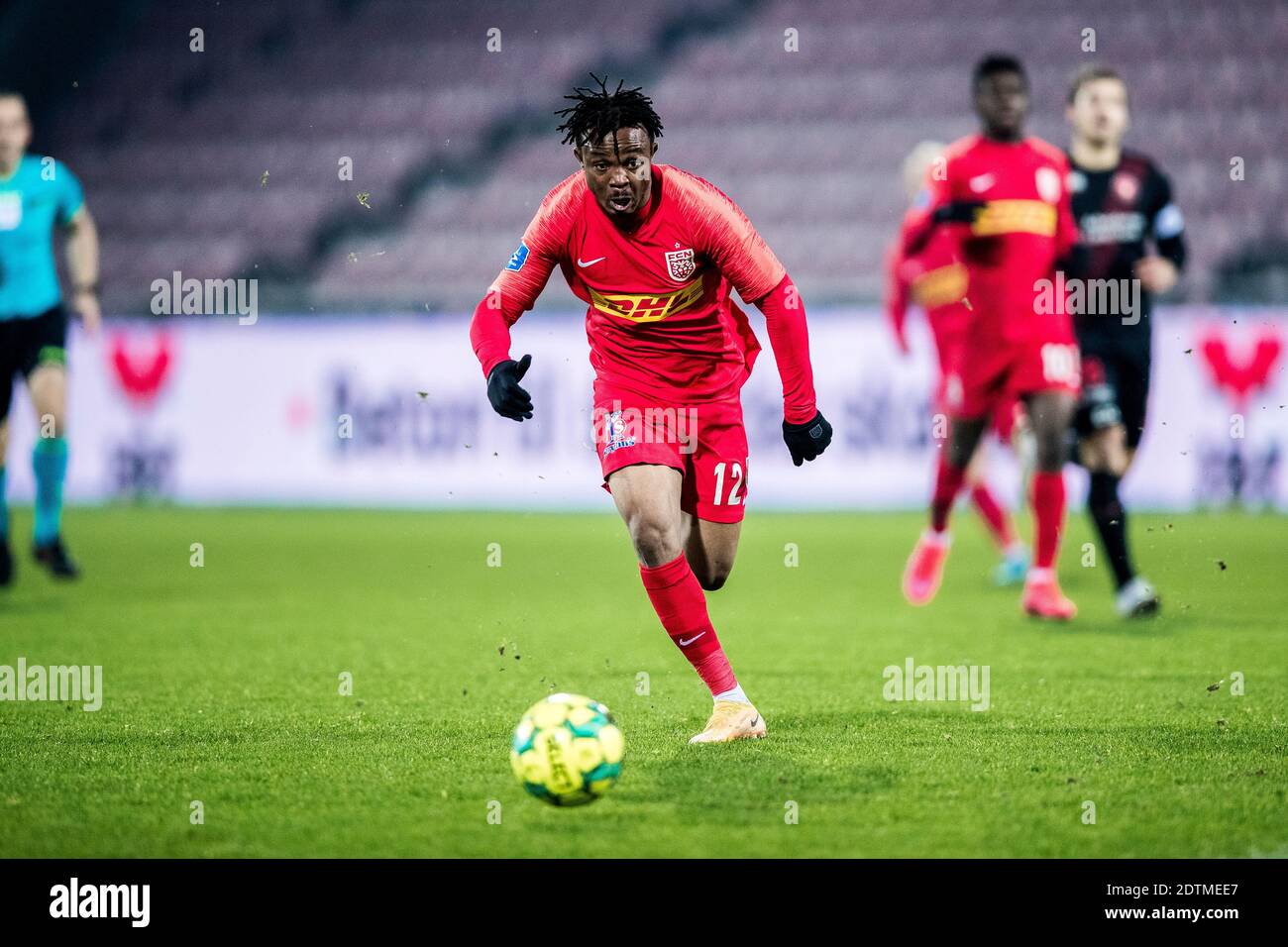 Herning, Denmark. 21st Dec, 2020. Isaac Atanga (12) of FC Nordsjaelland ...