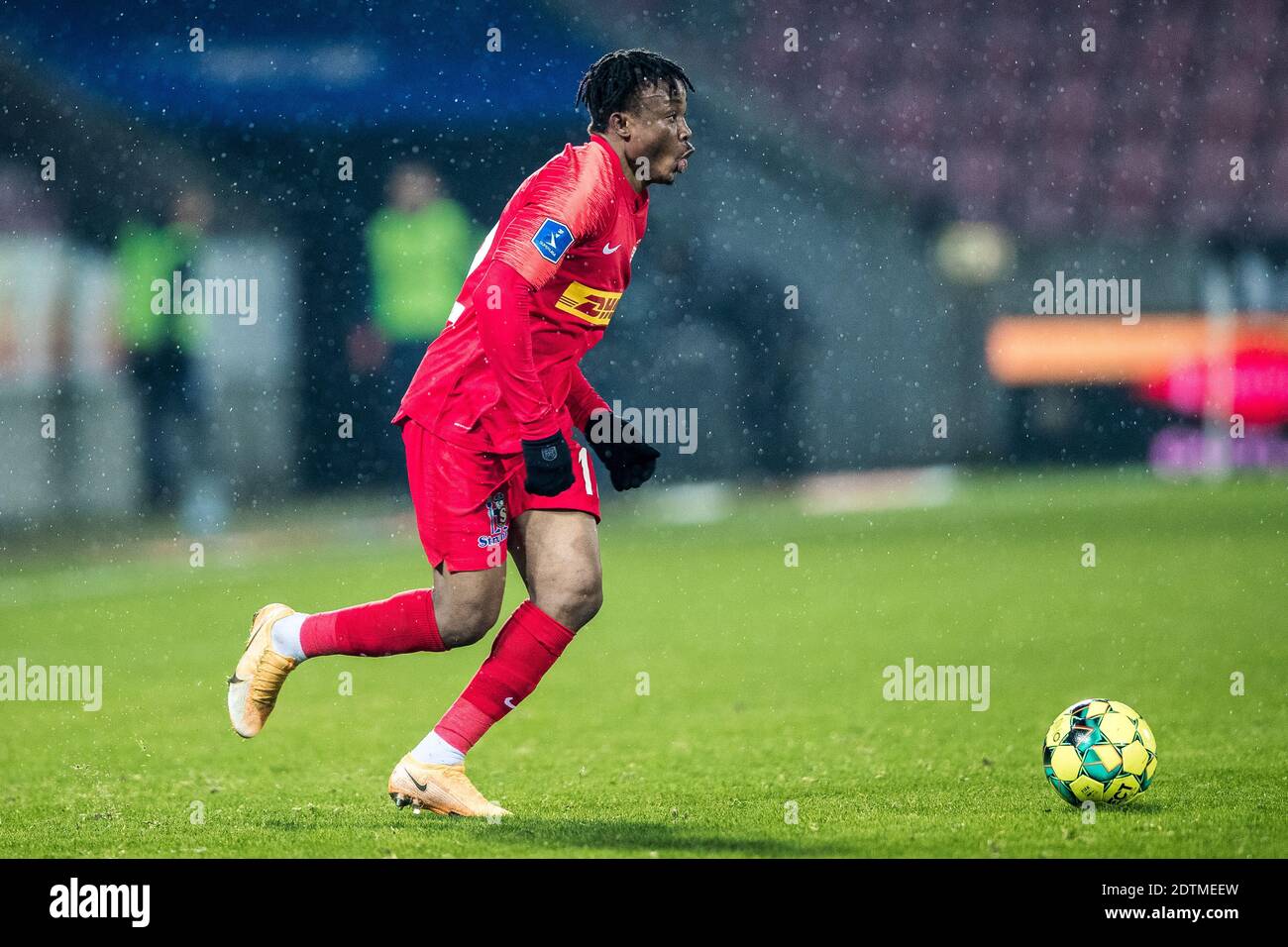 Herning, Denmark. 21st Dec, 2020. Isaac Atanga (12) of FC Nordsjaelland ...
