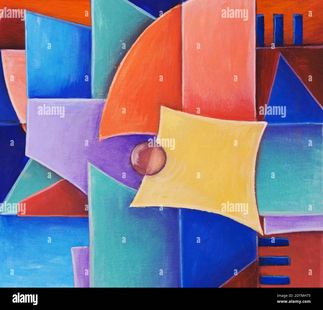 Abstract geometric painting, composed from elements one my washed away ...