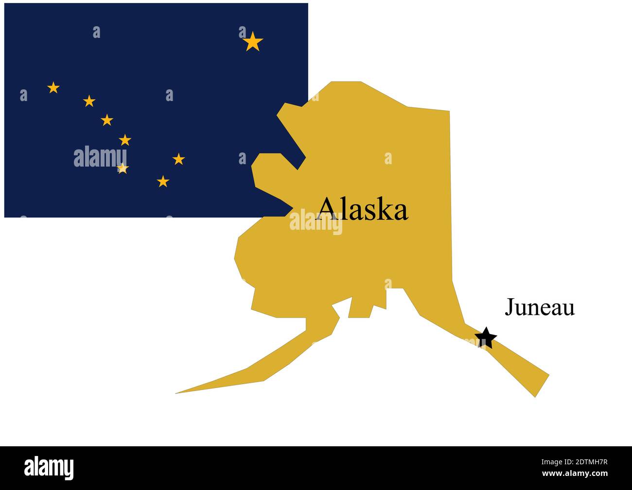 State North Alaska of Usa flag and map, vector illustration Stock ...