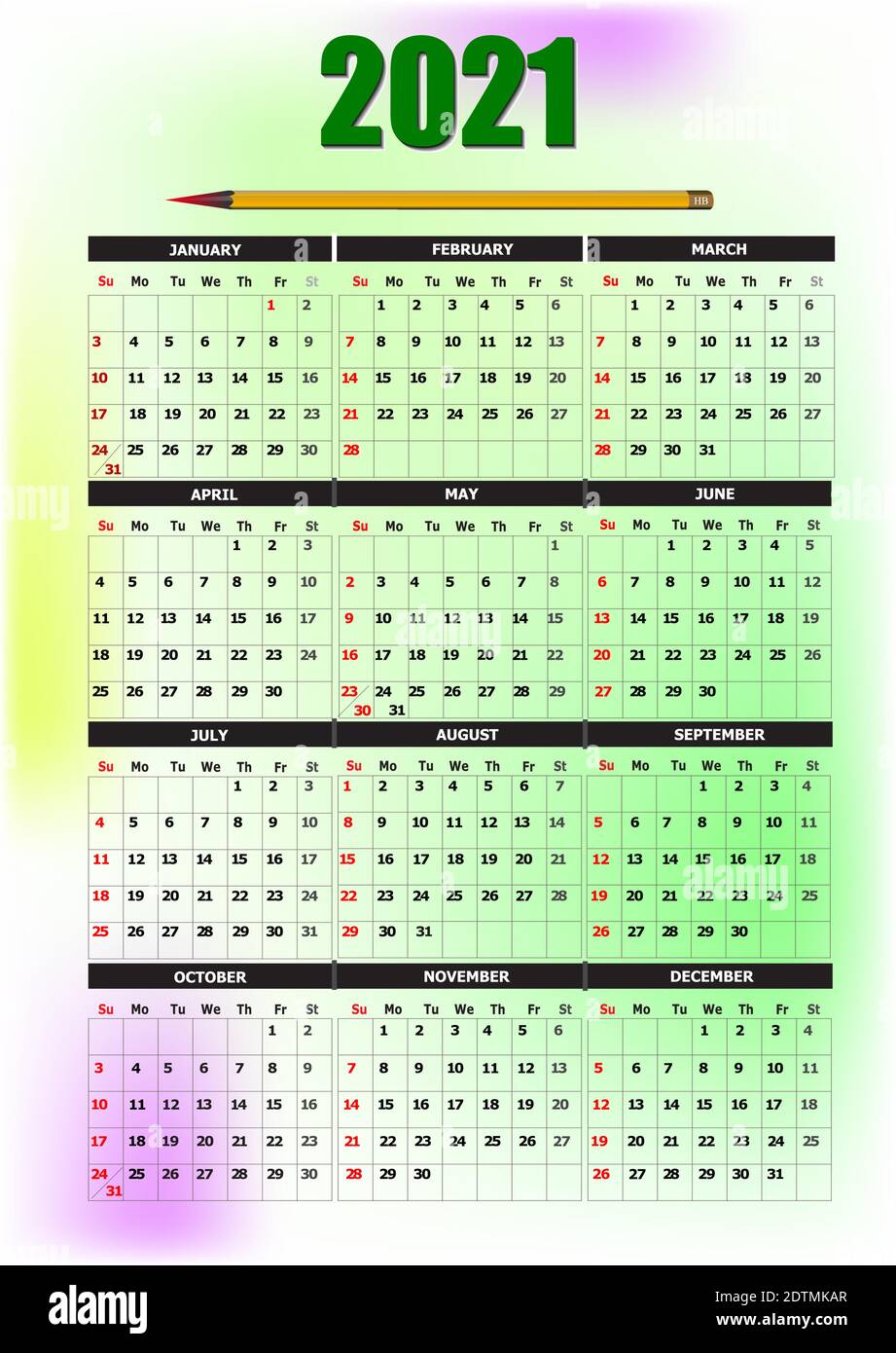 2021 calendar. Can be used as organizer Stock Vector Image & Art - Alamy