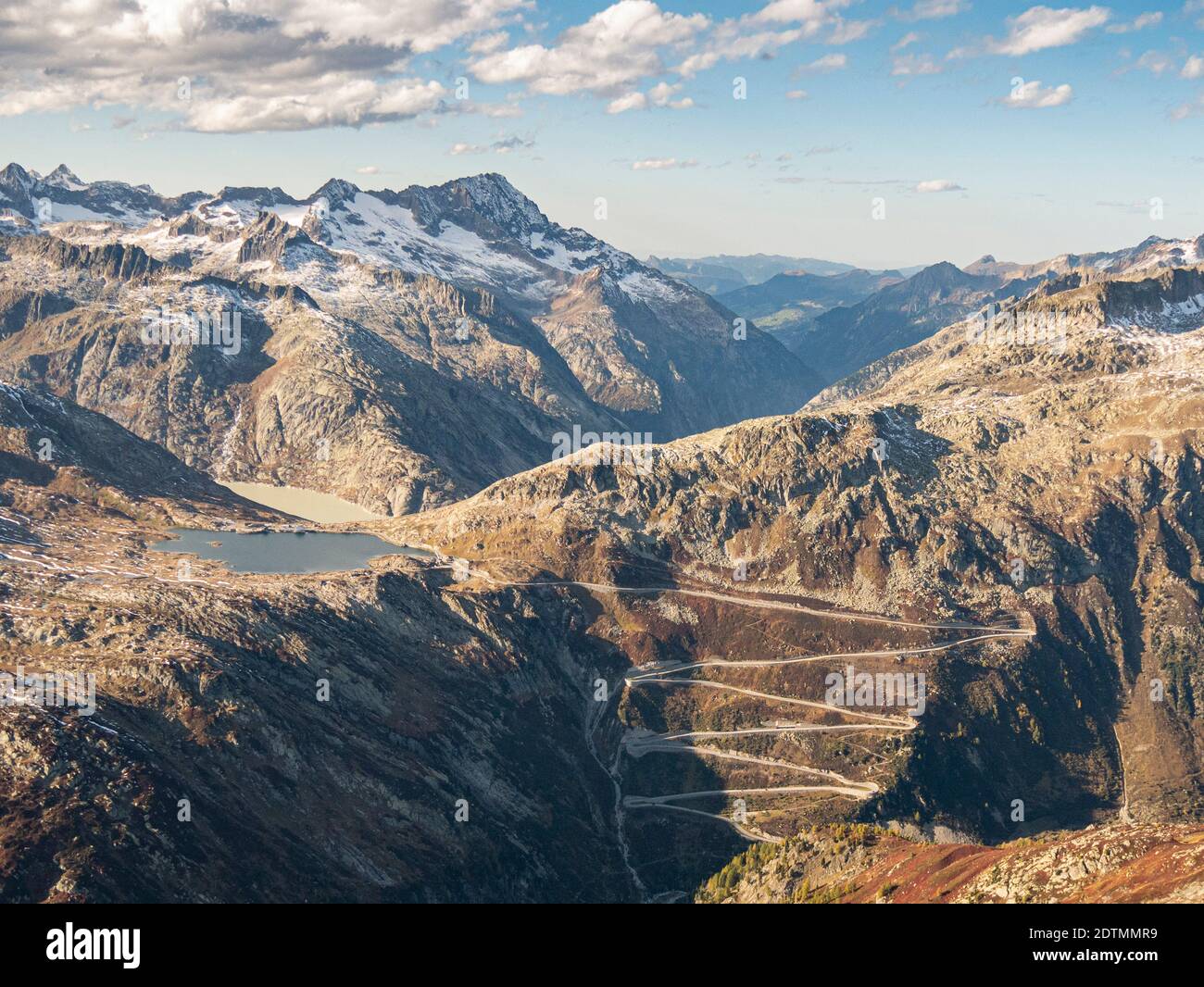 Aerial view of the Grimsel Pass and Totensee in autumn Stock Photo - Alamy
