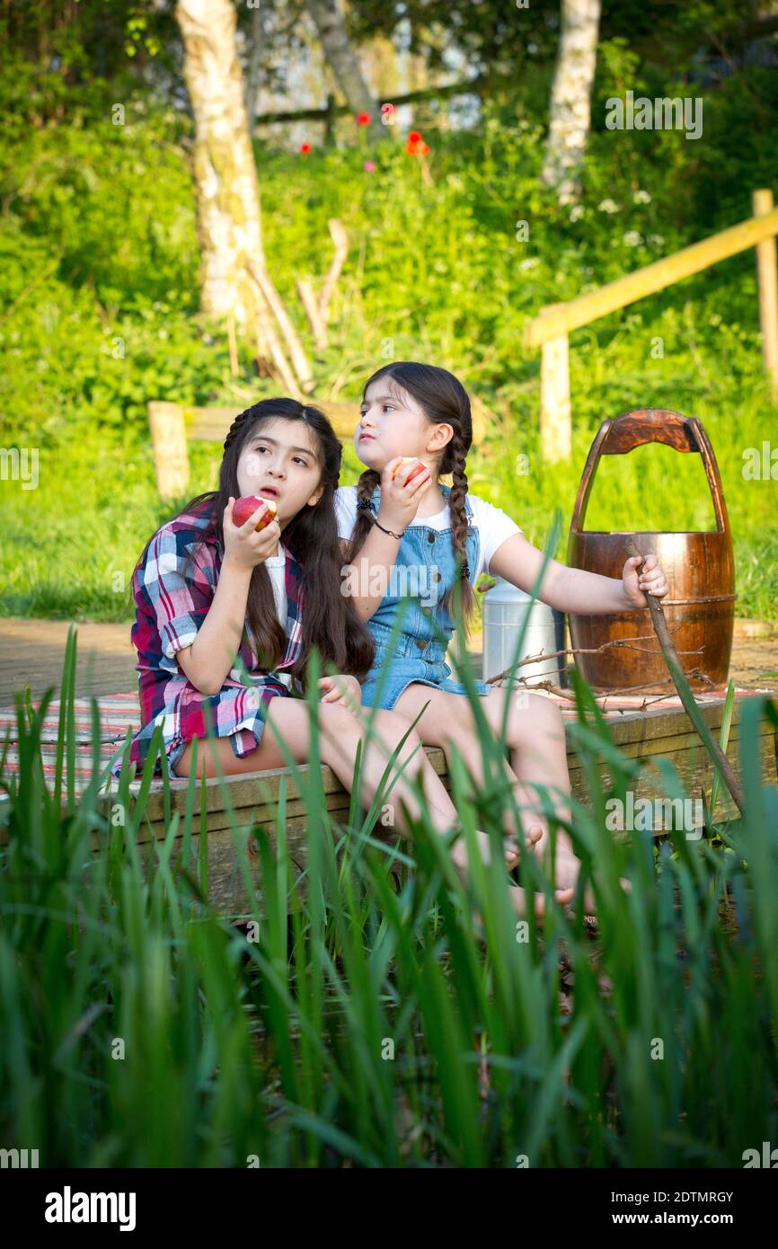 Children at the lake Stock Photo - Alamy