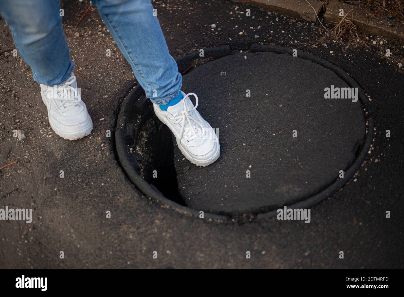 Stepping into hole hi-res stock photography and images - Alamy
