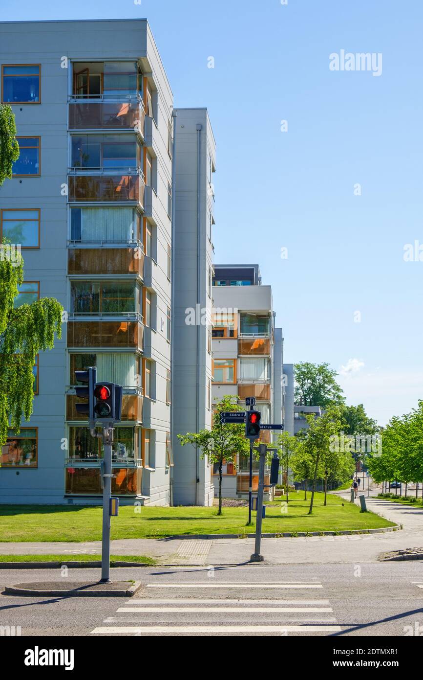 Residential Area With A Pedestrian Crossing On The Street Stock Photo ...