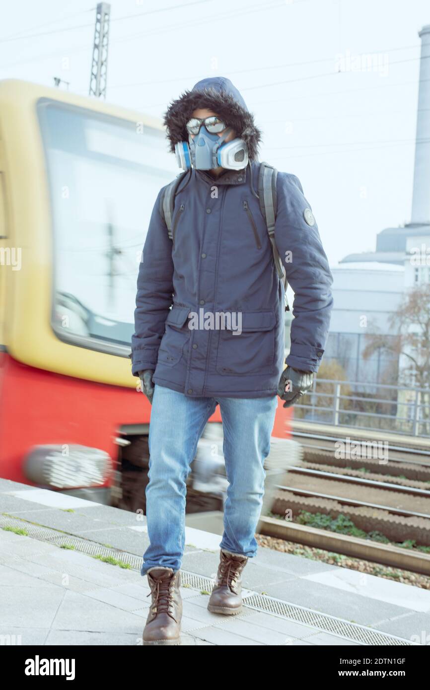 Full Length Of Man Standing On Railroad Track Stock Photo - Alamy