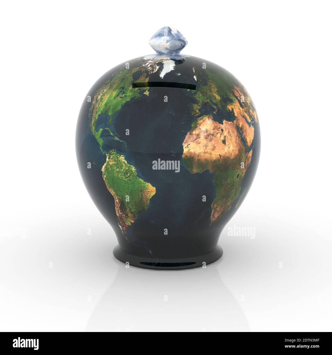 money bank with earth map, 3d illustration Stock Photo - Alamy