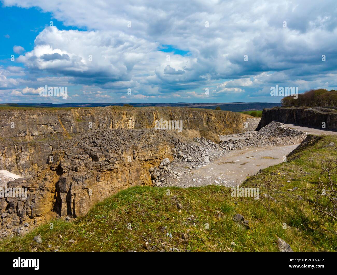 Old quarry workings at Longstone Edge in the Peak District National ...
